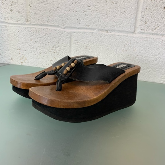 BONGO | Shoes | Vintage Bongo Y2k Wooden Platform Sandal | Poshmark